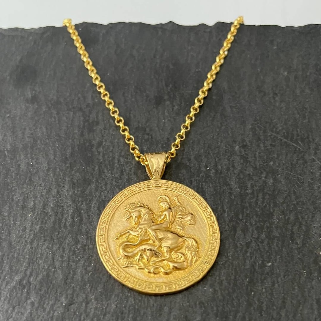St.george Silver Coin Necklace - Etsy