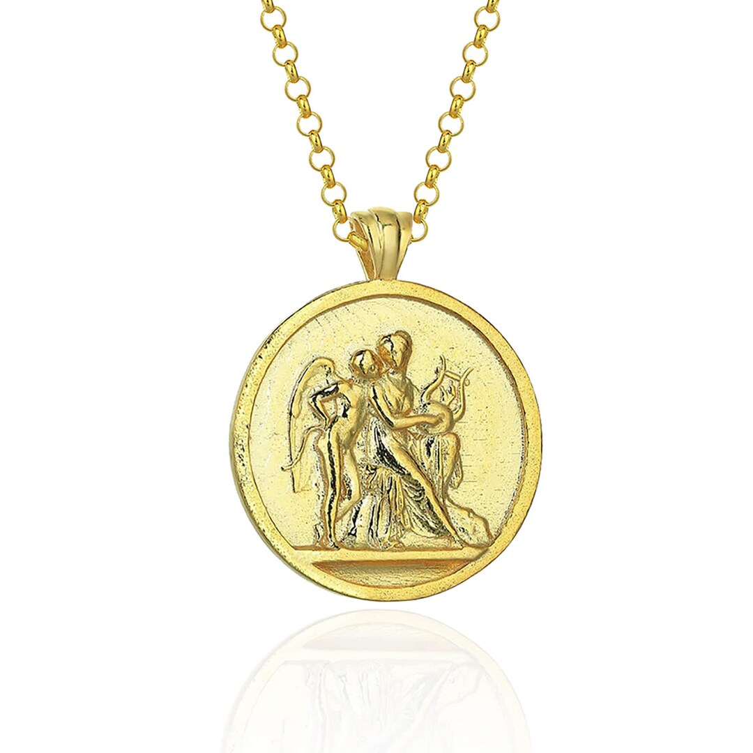 Mythical Love: Cupid and Erato Silver Coin Necklace, Inspired by Bertel ...