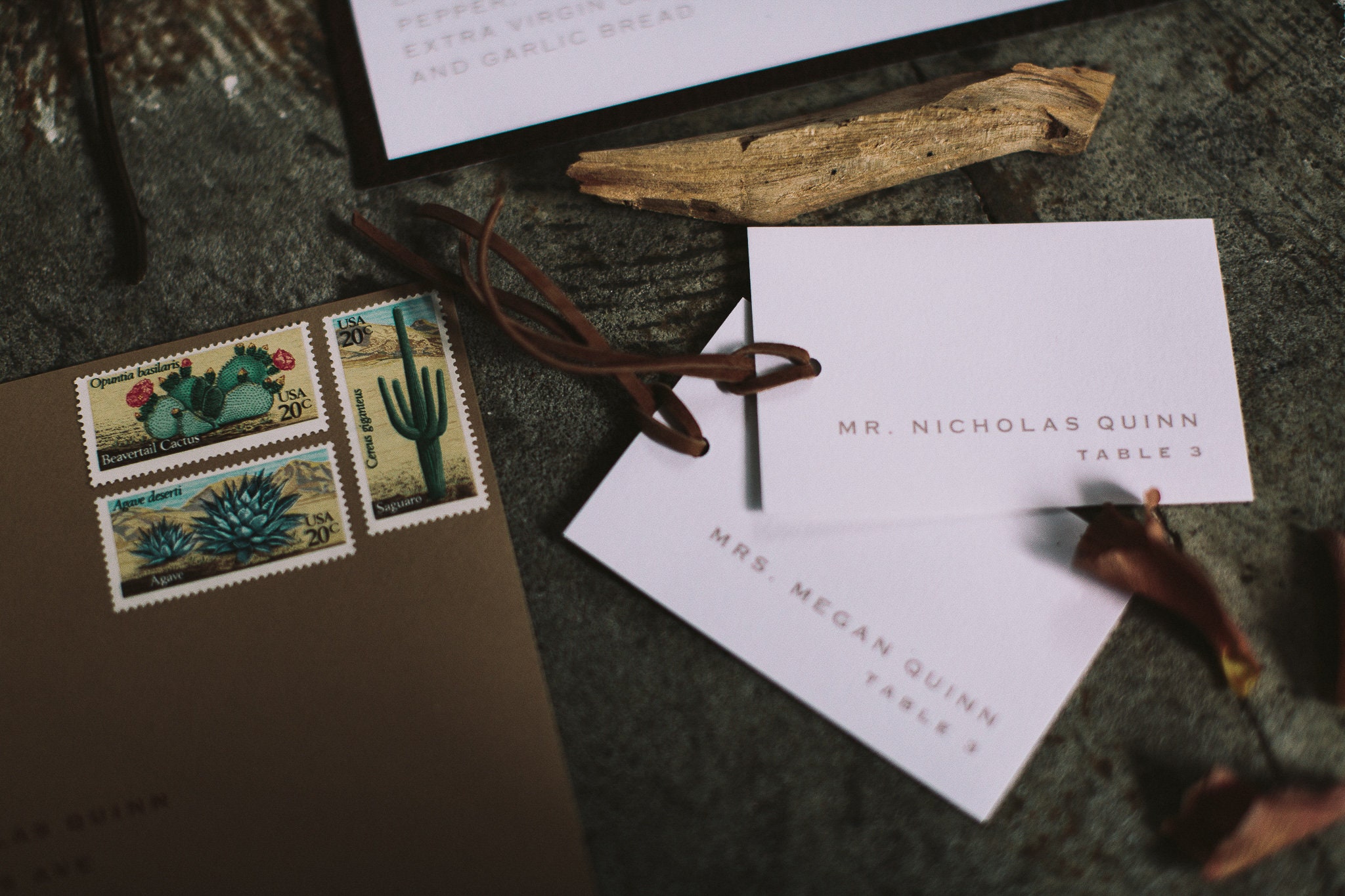 Place Cards With Leather Cord - Etsy