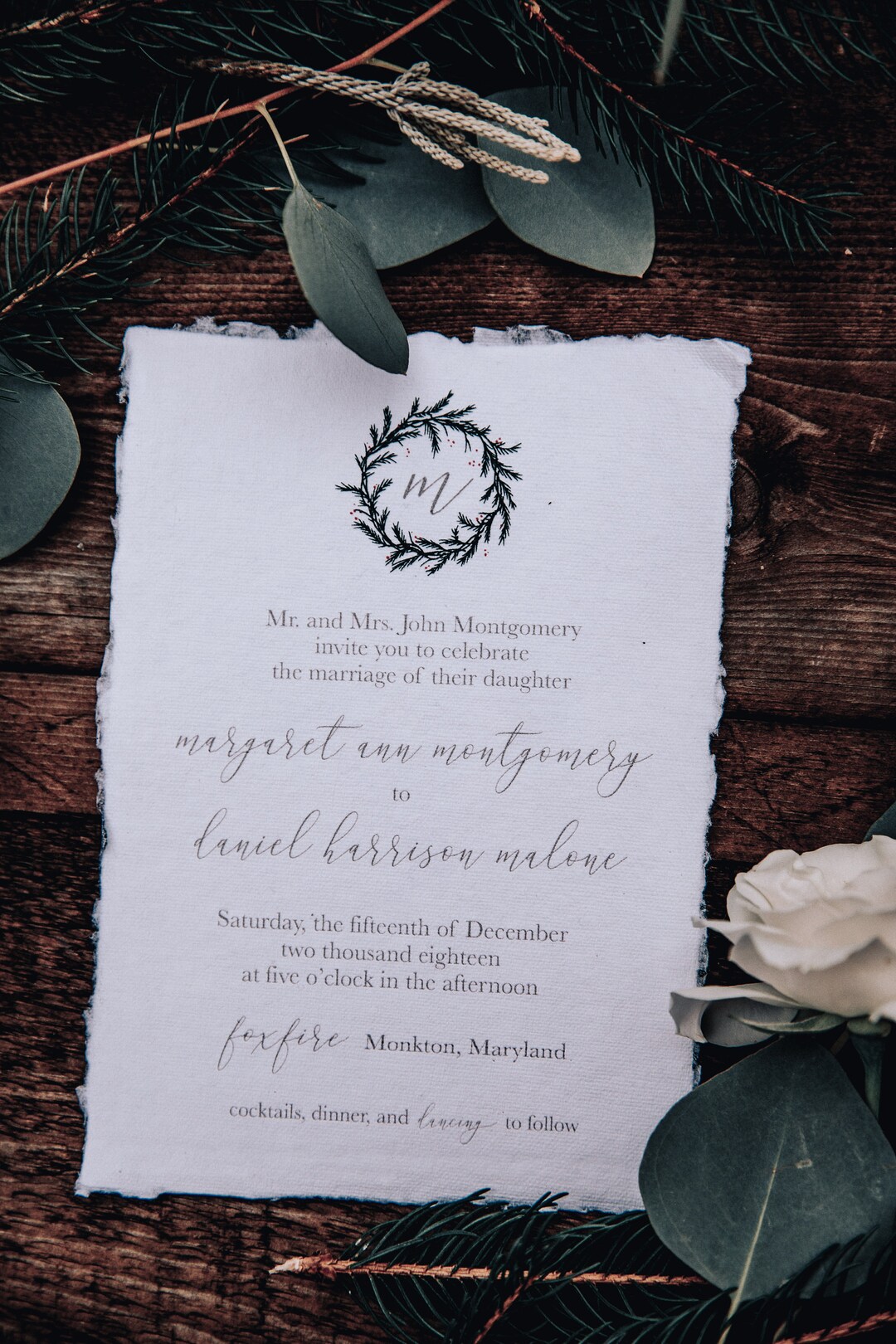 Winter Wreath Wedding Invitation - Etsy