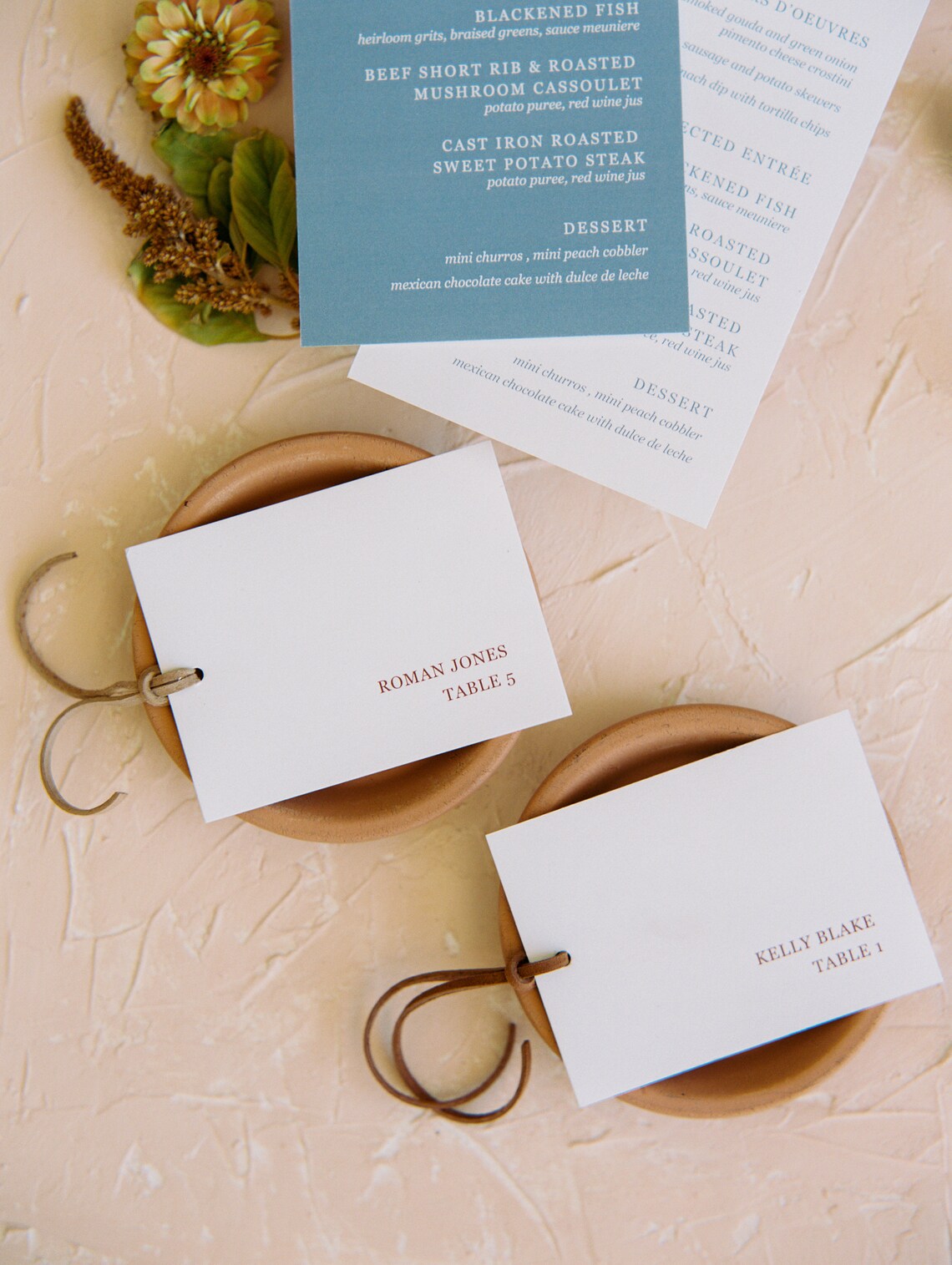 Place Cards With Leather Cord - Etsy