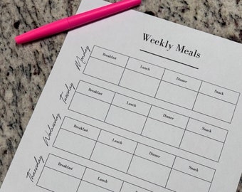 Minimalist Weekly Meal Planner | Meal Planning | Printable PDF ...