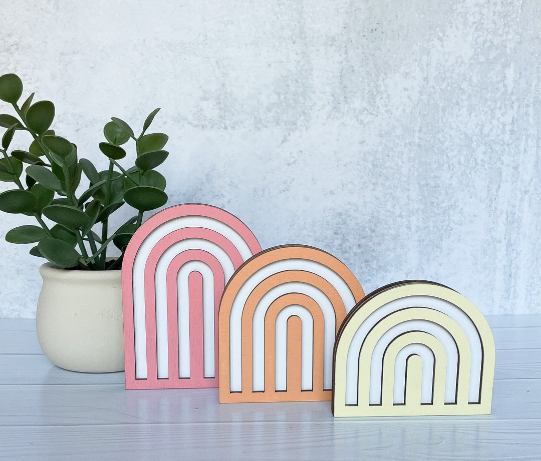 Wood Rainbow Boho Home Decor Set, Preschool Classroom Decor, Wooden ...