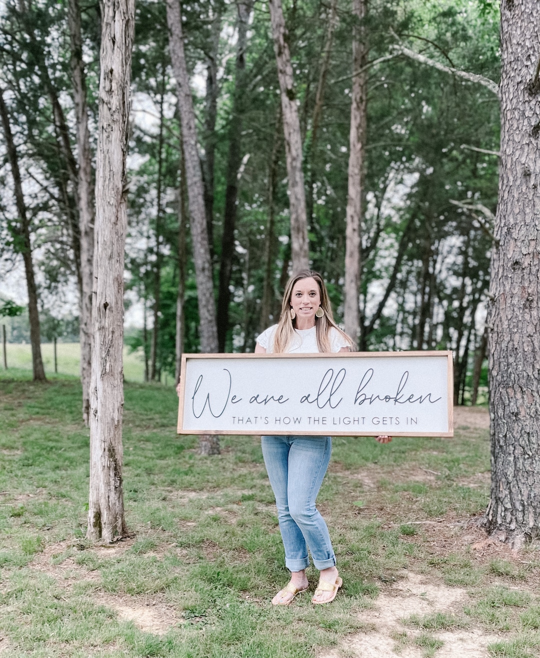 We Are All Broken Positive Affirmation Sign, Inspirational Quote Mental ...