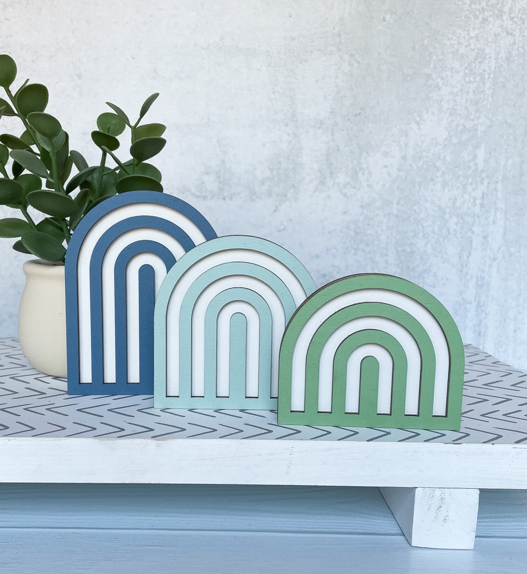 Wood Rainbow Boho Home Decor Set, Preschool Classroom Decor, Wooden ...