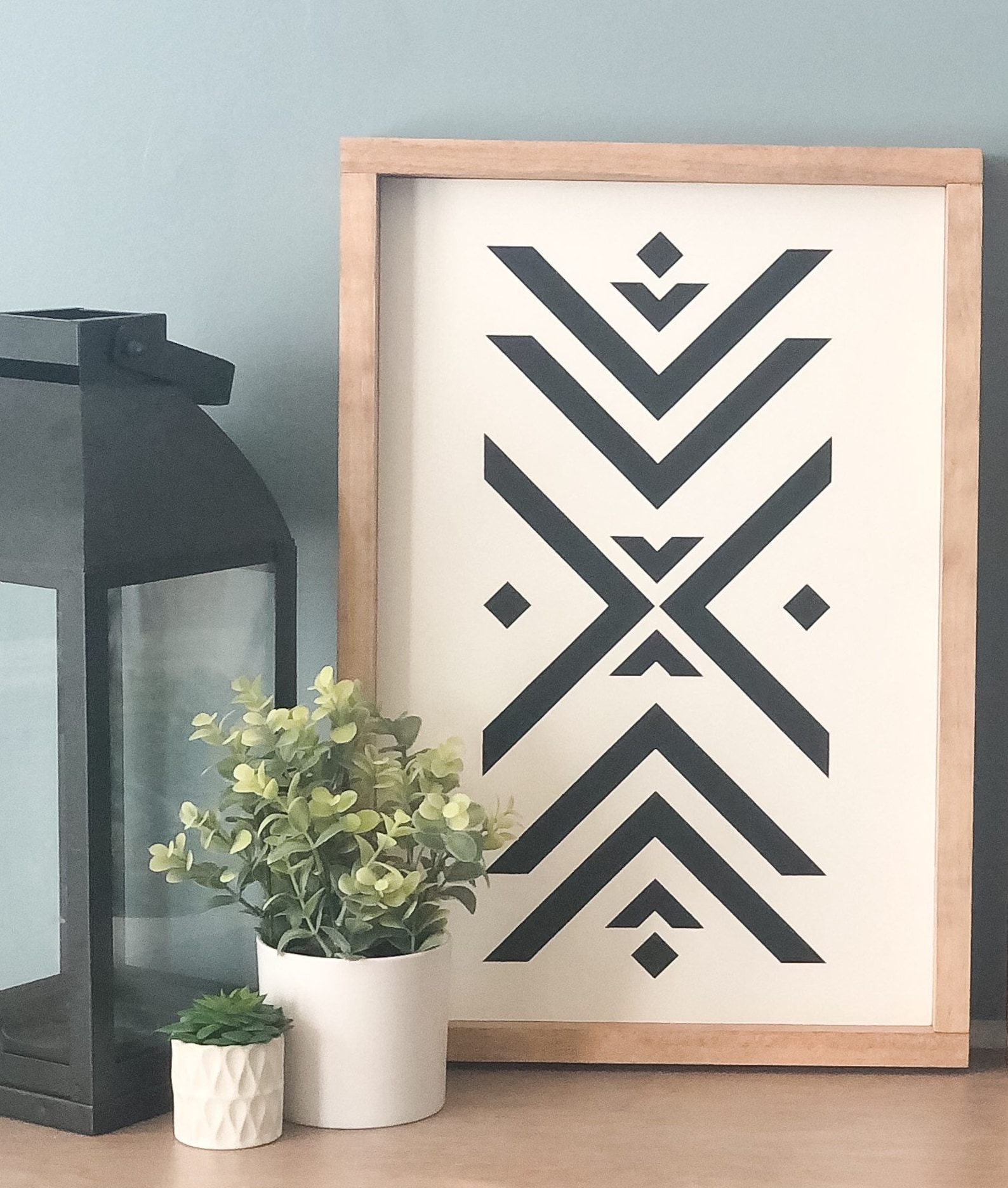 Boho Farmhouse Style Framed Sign Modern Boho Farmhouse Tribal Pattern ...
