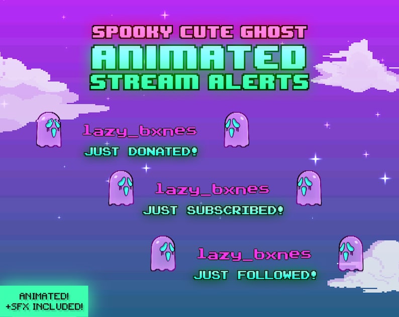 Animated Spooky Cute Ghost Twitch Alerts Twitch Alerts - Etsy UK