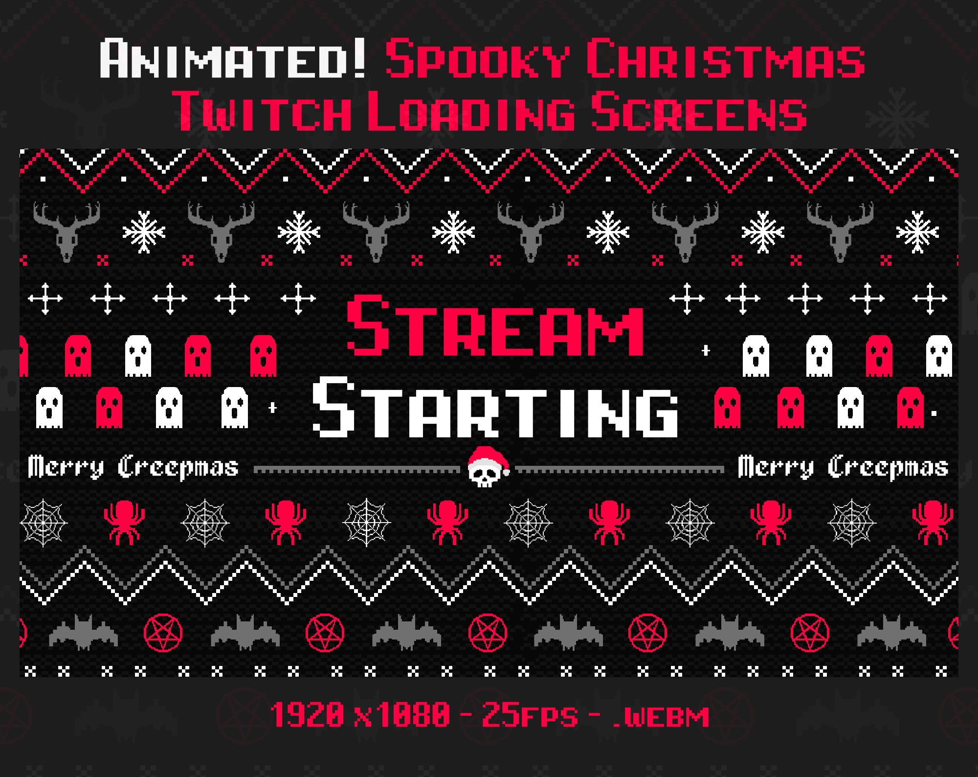 Animated Spooky Christmas Twitch Screens | Animated Pixel Art Stream ...
