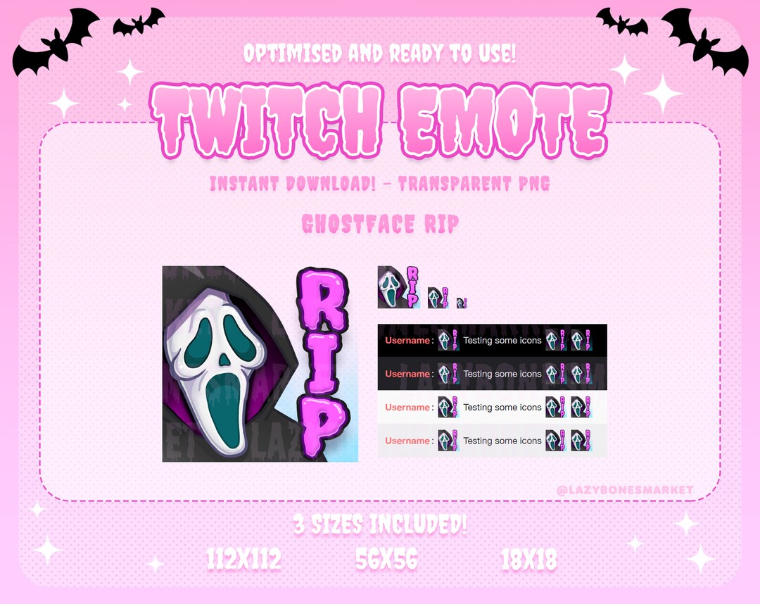 Ghost Face RIP Twitch Emote Scream Twitch Emote Halloween - Etsy UK
