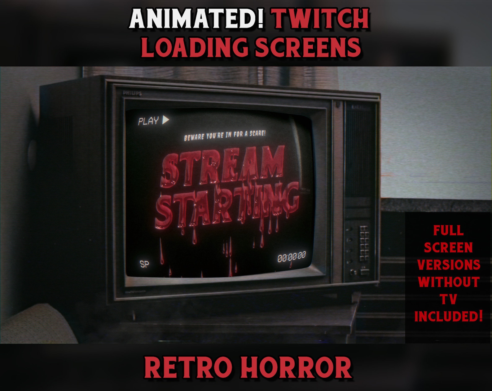 Animated Horror Twitch Screens Retro Horror Movie Halloween Loading ...