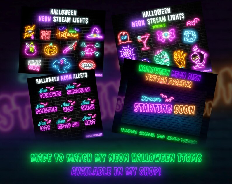 Animated Halloween Twitch Screens Neon Halloween Loading Screens for ...