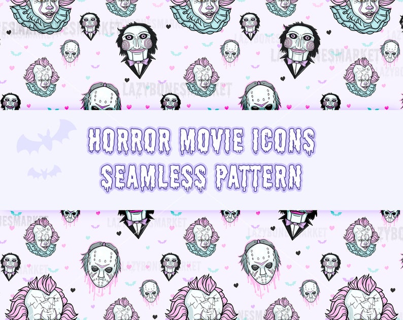Pastel Horror Movie Icons Seamless Pattern Seamless Fabric - Etsy