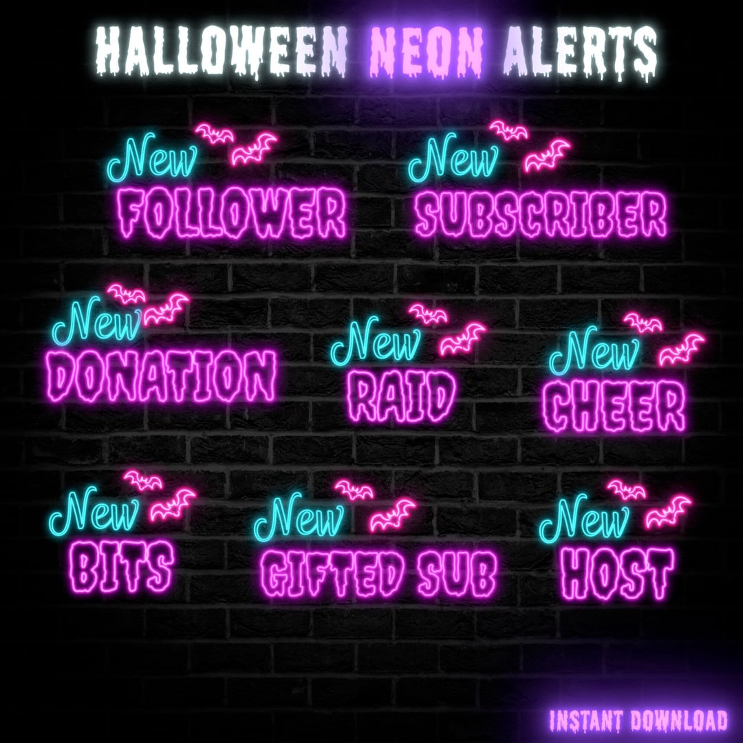 Animated Twitch Alerts, Halloween Neon Stream Alerts, Stream Decoration ...