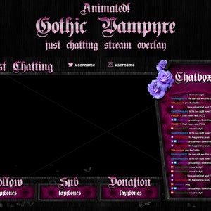 Animated Gothic Vampire Stream Overlay Just Chatting Overlay | Etsy Canada