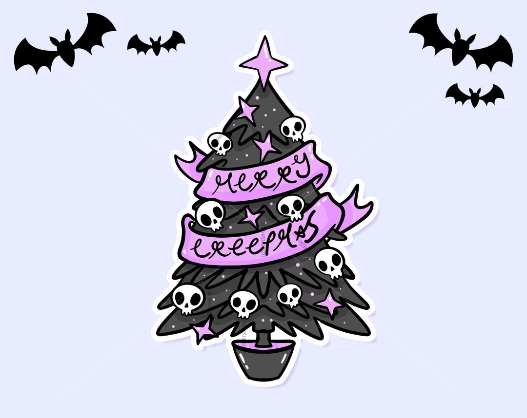 Pastel Christmas Clipart | Spooky Christmas Tree Digital Diecut ...