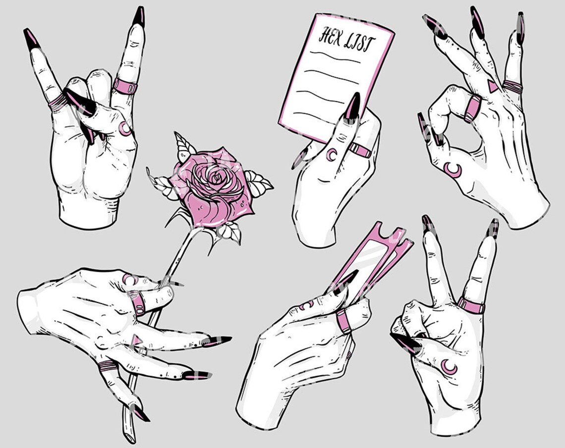 Witchy Hands Witch Hand PNG Witch Stickers Witch Clipart - Etsy