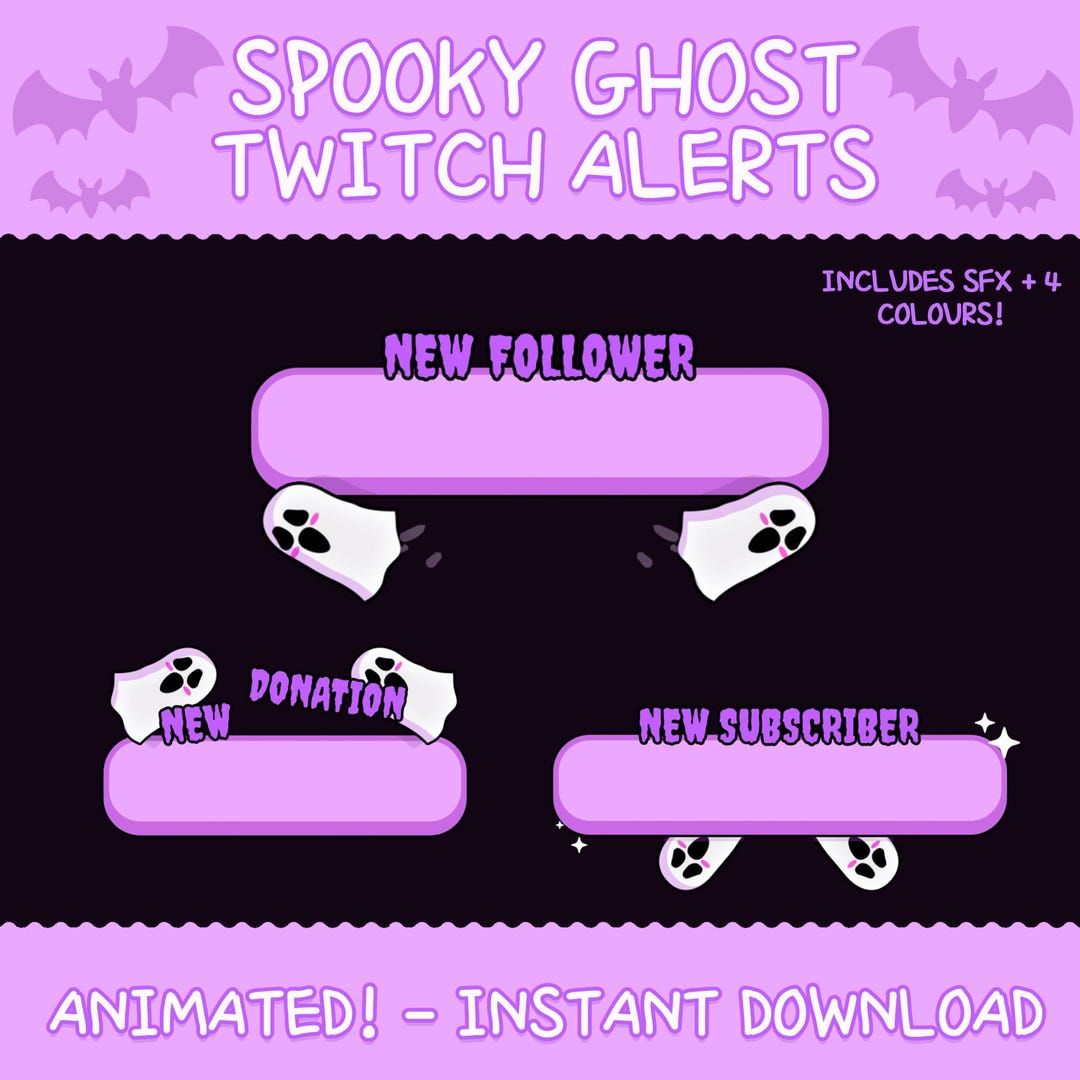 Animated Twitch Alerts, Spooky Cute Ghost Stream Alerts, Pastel Goth ...