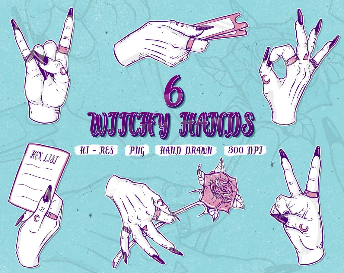 Witchy Hands Witch Hand PNG Witch Stickers Witch Clipart - Etsy