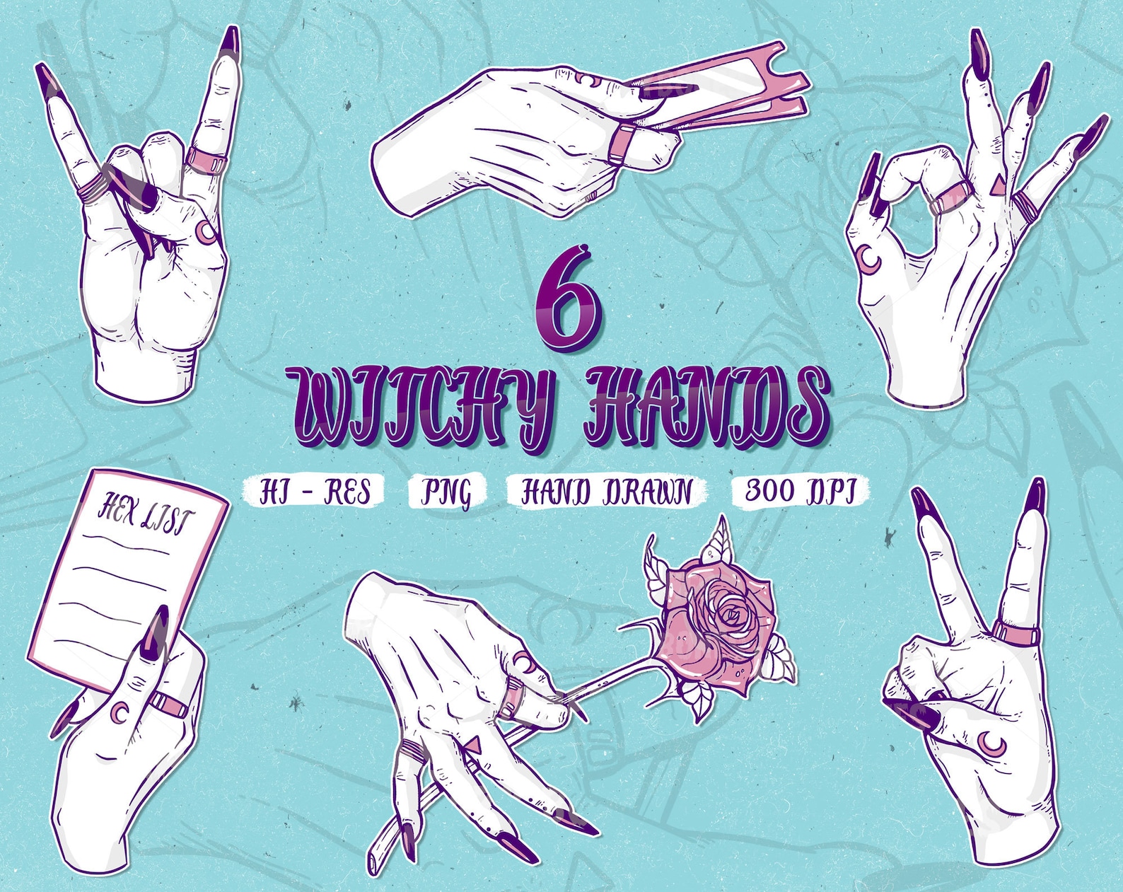 Witchy Hands Witch Hand PNG Witch Stickers Witch Clipart - Etsy