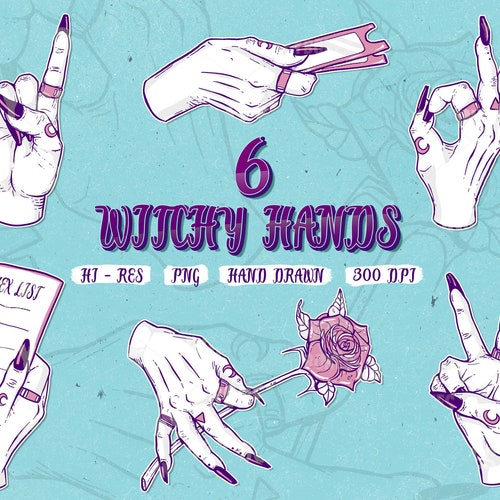 Witchy Hands Witch Hand PNG Witch Stickers Witch Clipart - Etsy