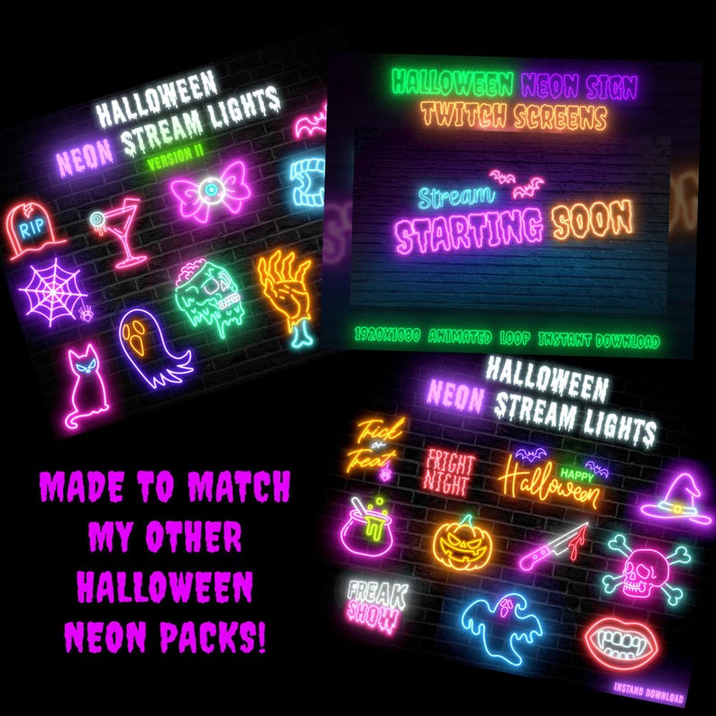 Animated Halloween Twitch Screens Neon Halloween Loading Screens for ...