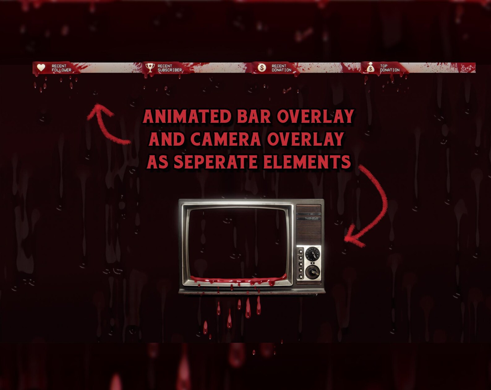 Animated Horror Twitch Camera Overlay Retro Horror Movie Halloween ...