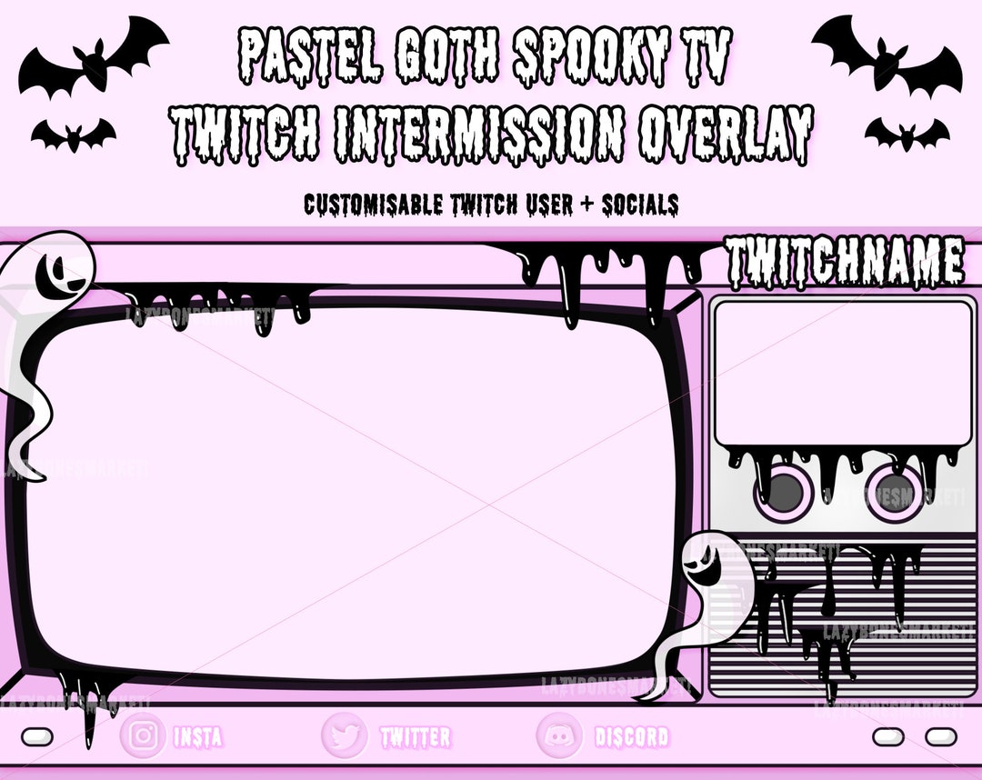 Pastel Goth Spooky TV Twitch Overlay | Twitch Intermission Overlay ...