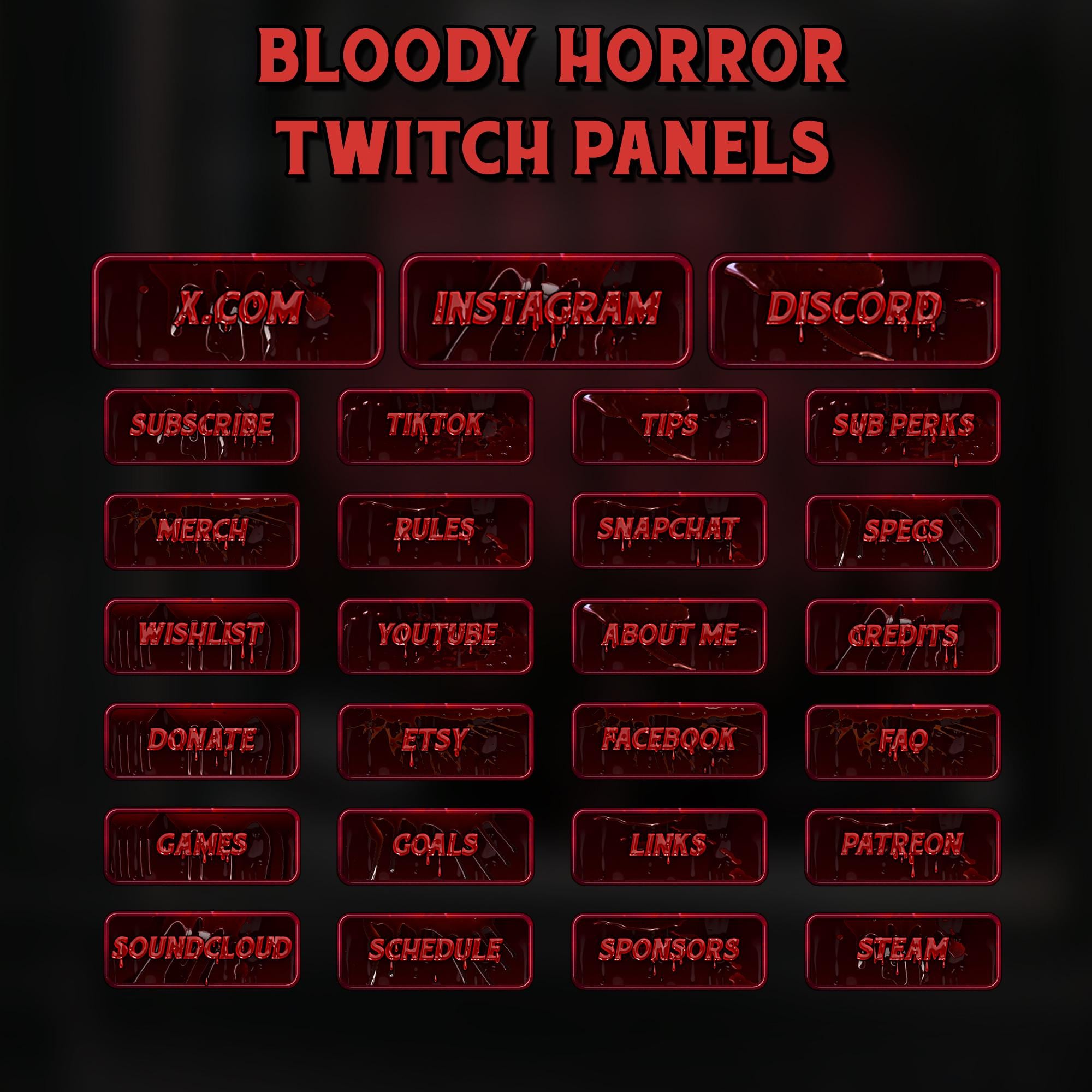 Bloody Horror Twitch Panels - Horror Stream Panels - Etsy