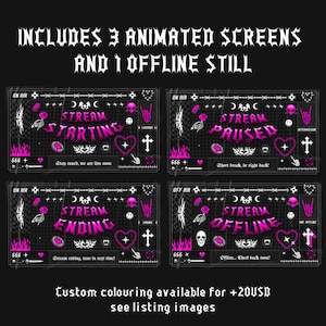 Goth Y2K Retro Twitch Loading Screens, Pink Gothic Stream Screens ...