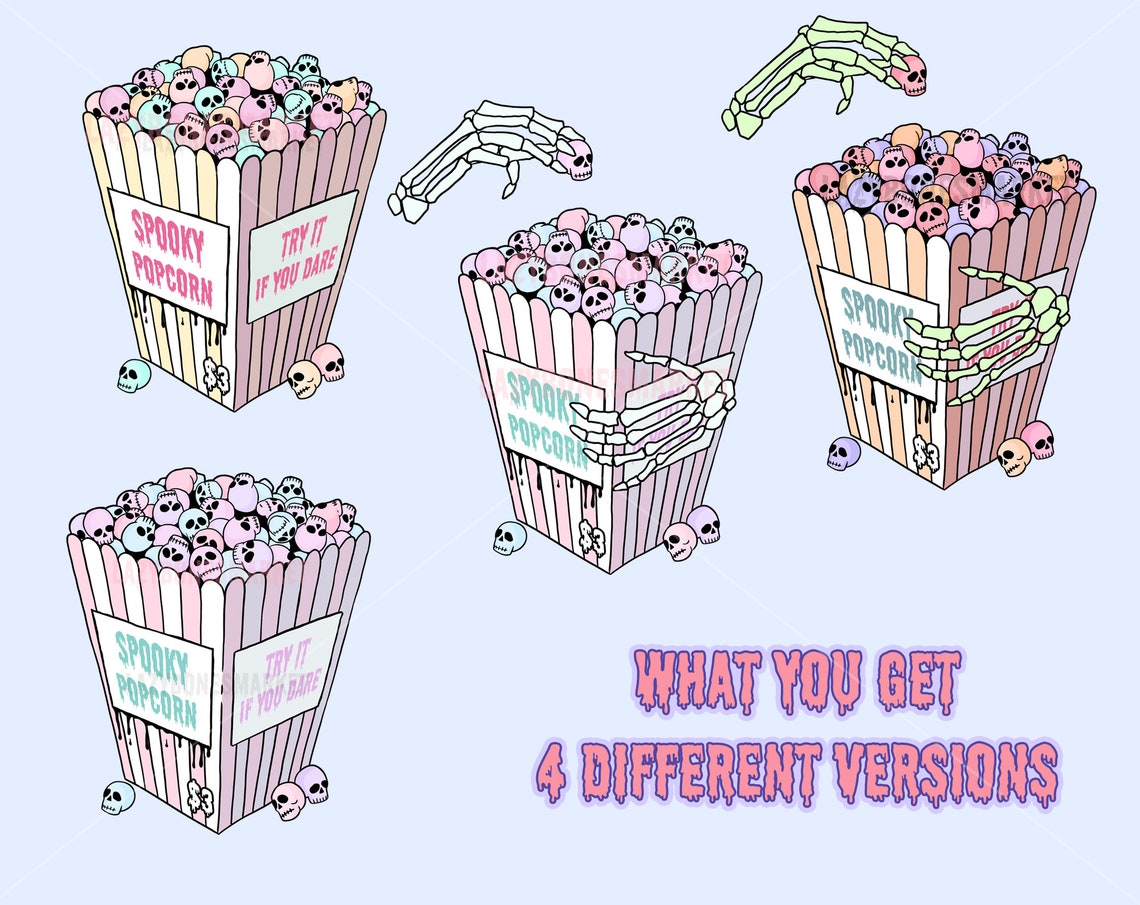 Spooky Cute Popcorn Pastel Printable Sticker Pastel Goth - Etsy