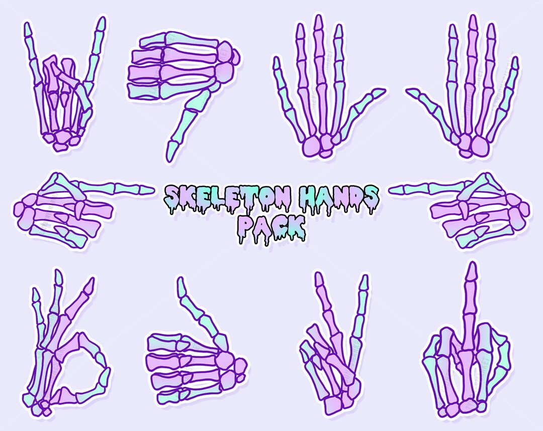 Pastel Goth Skeleton Hand Pack | Pastel Goth Printable | Skeleton Hands ...