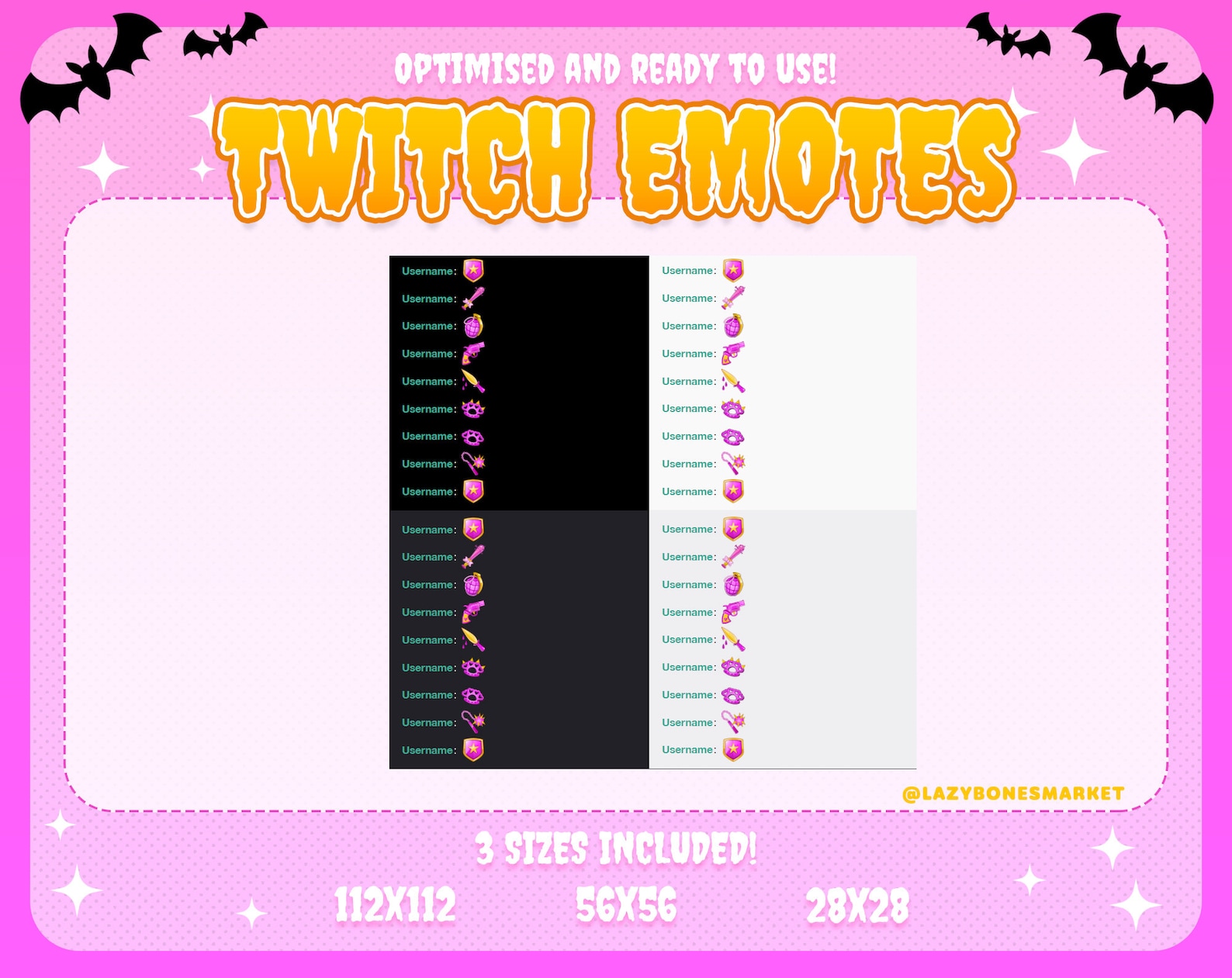 Cute Twitch Emotes Weapon Twitch emotes Cute pink twitch | Etsy