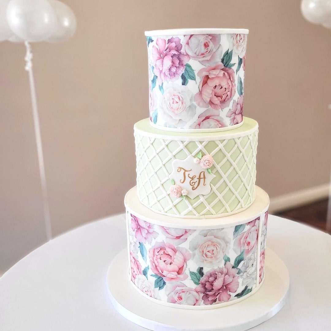 Floral Peony Icing Sheet: Edible Cake Topper, Gluten & Nut Free - Etsy UK