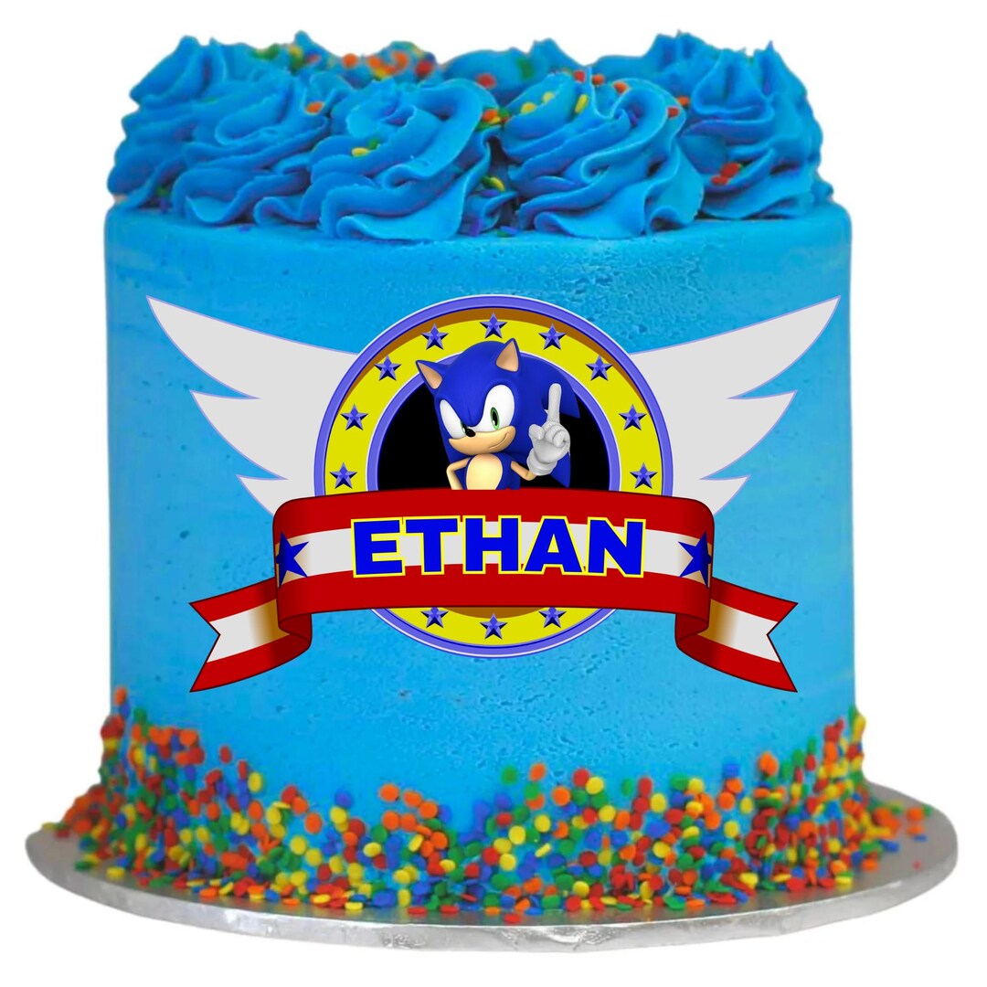 Personalised Edible Sonic Cake Topper, Sonic Cake Topper, Edible Cake ...