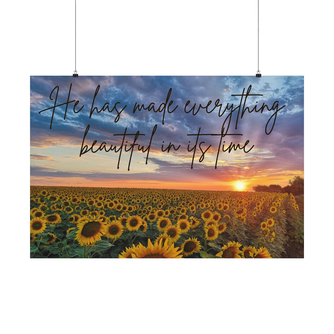 Christian Sunflower Wall Poster, Matte Horizontal, Inspirational Floral ...