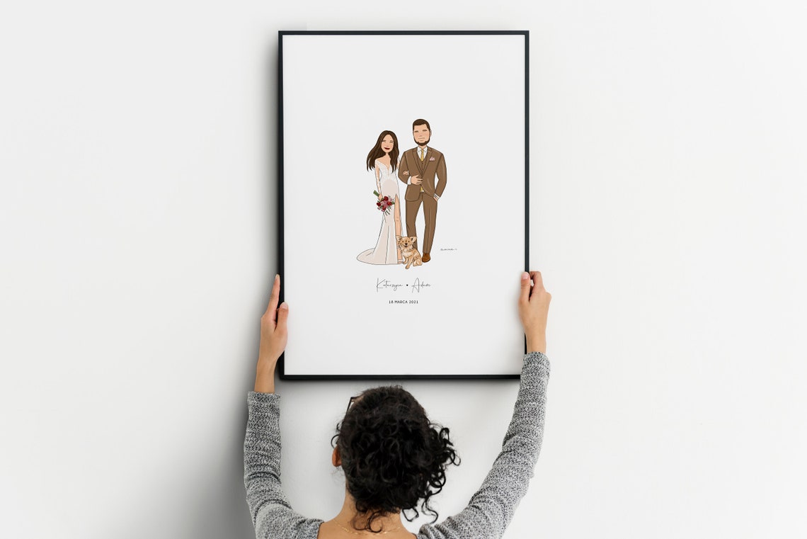 Wedding Welcome Sign With a Hand Drawn Portrait Illustration. Welcome ...