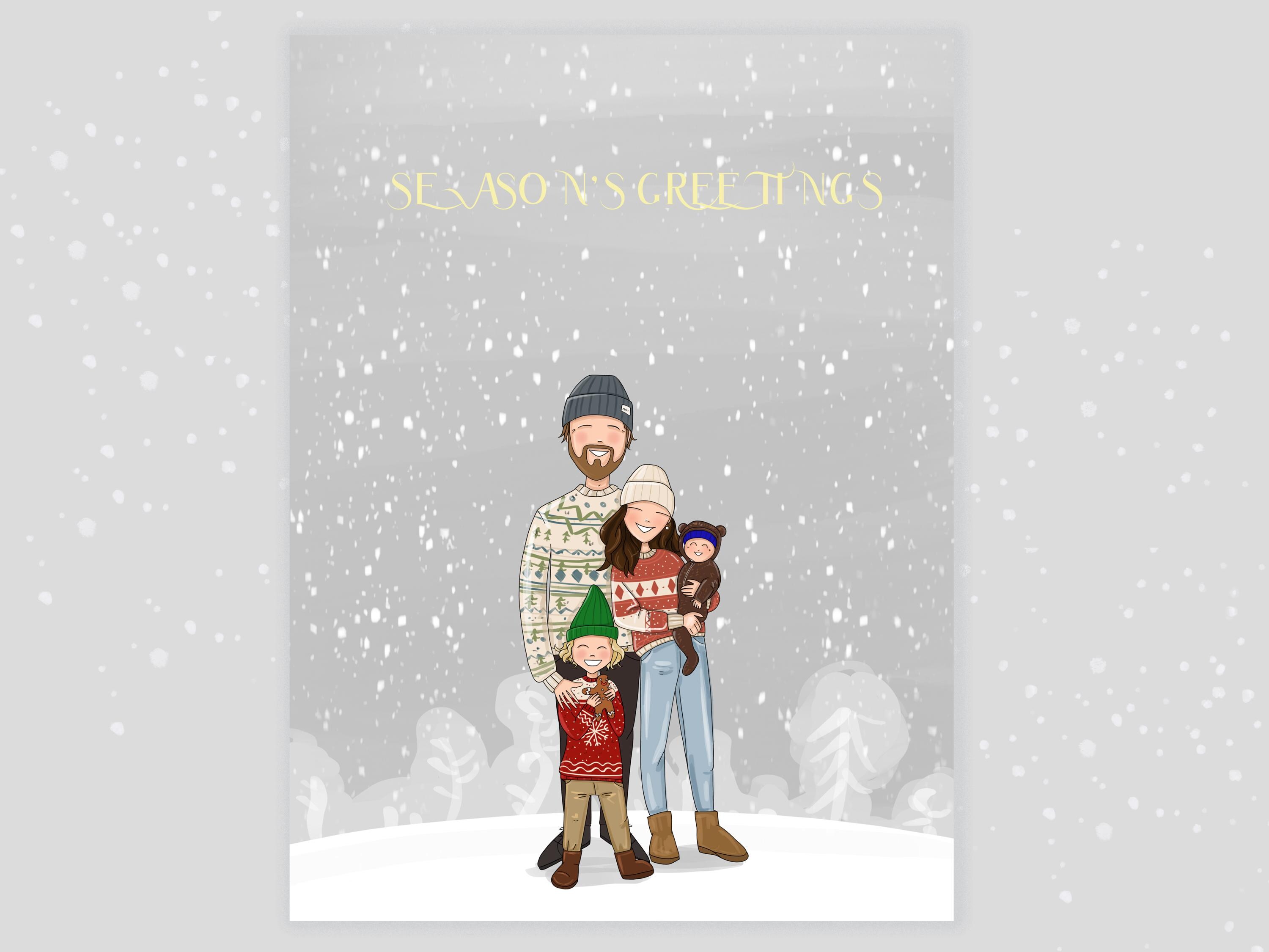 Custom Christmas Card Portrait: Unique Illustrated Holiday Card ...