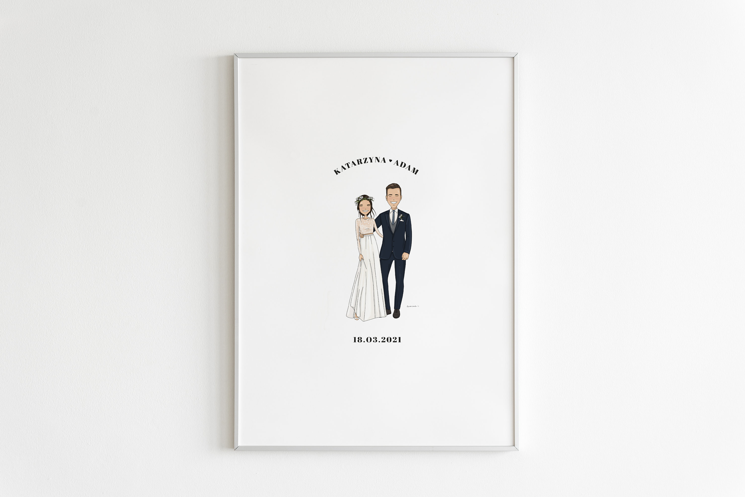 Wedding Welcome Sign With a Hand Drawn Portrait Illustration. Welcome ...