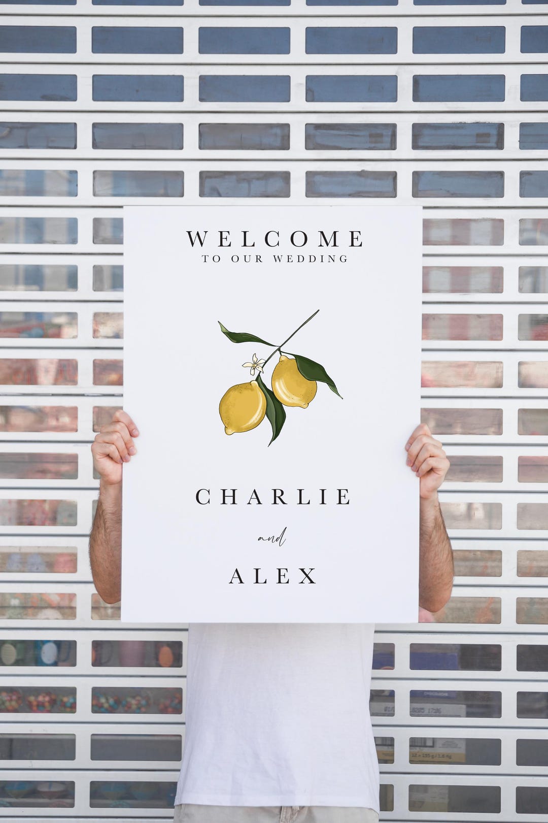 Wedding Welcome Sign With a Hand Drawn Intricate Lemon Illustration ...