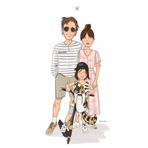 Family Portrait Illustration (3 People), Bespoke Drawing. the Best ...