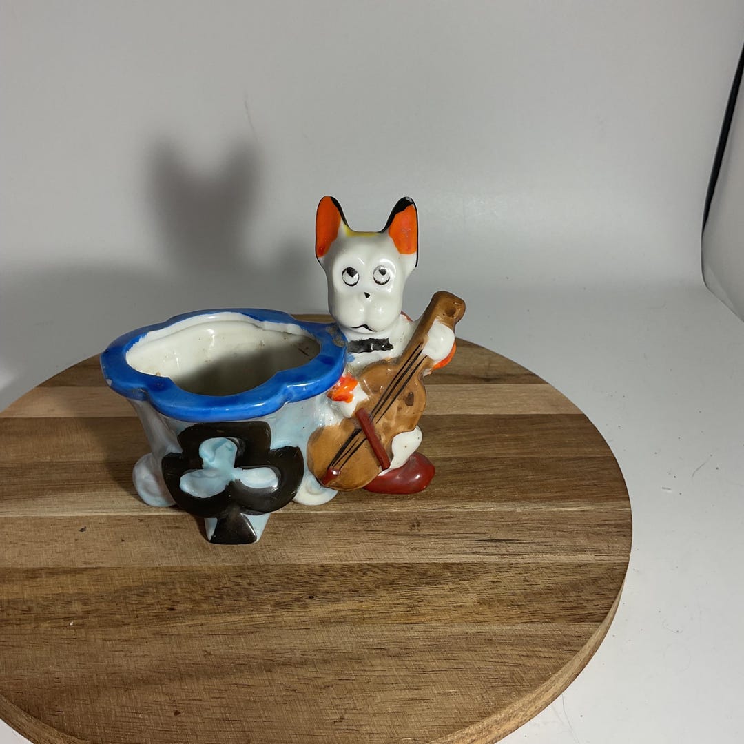 Vintage Anthropomorphic Dog Playing Cello Planter 3x4.5 Japan - Etsy