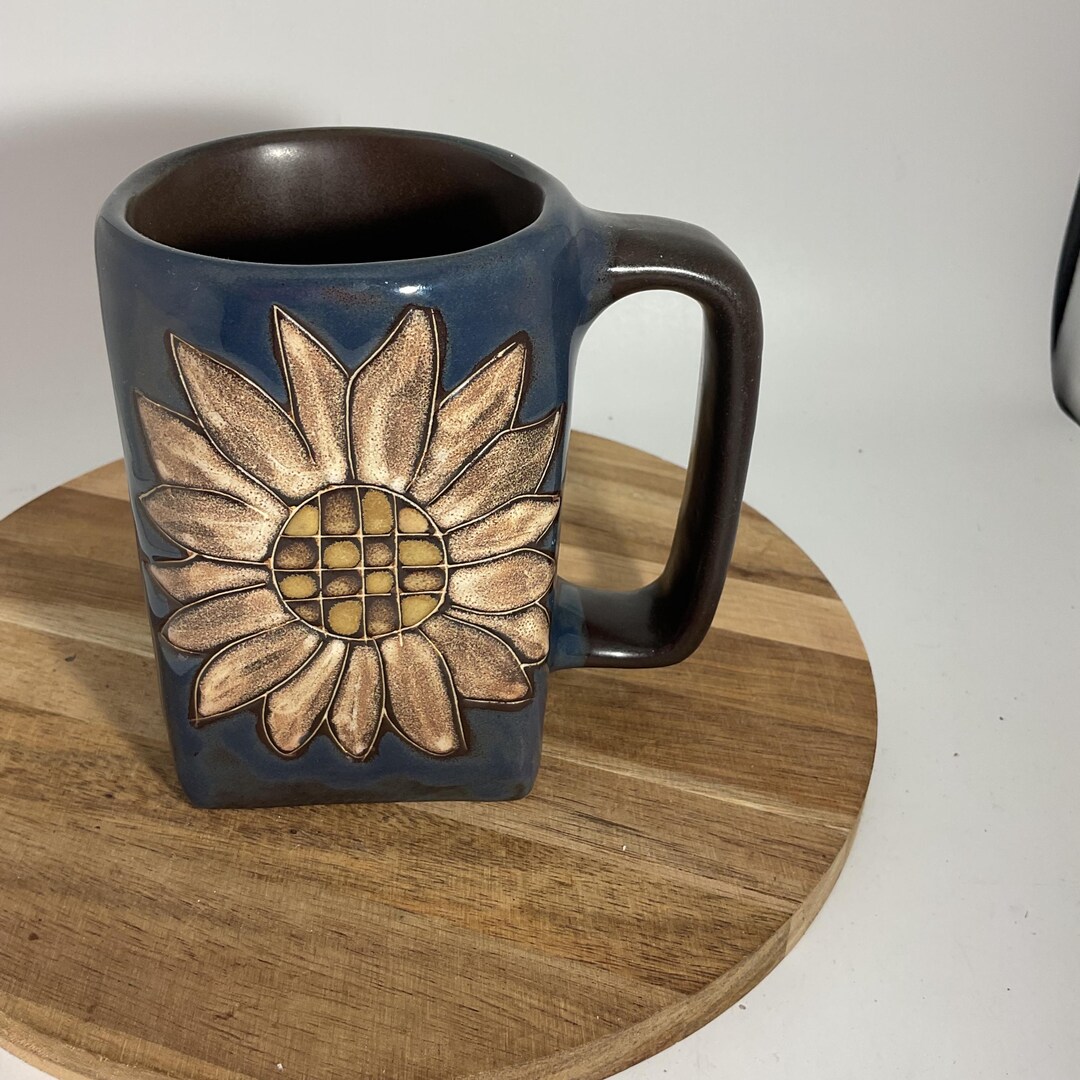 Mara Stoneware Mug Mexico Sunflower Design - Etsy