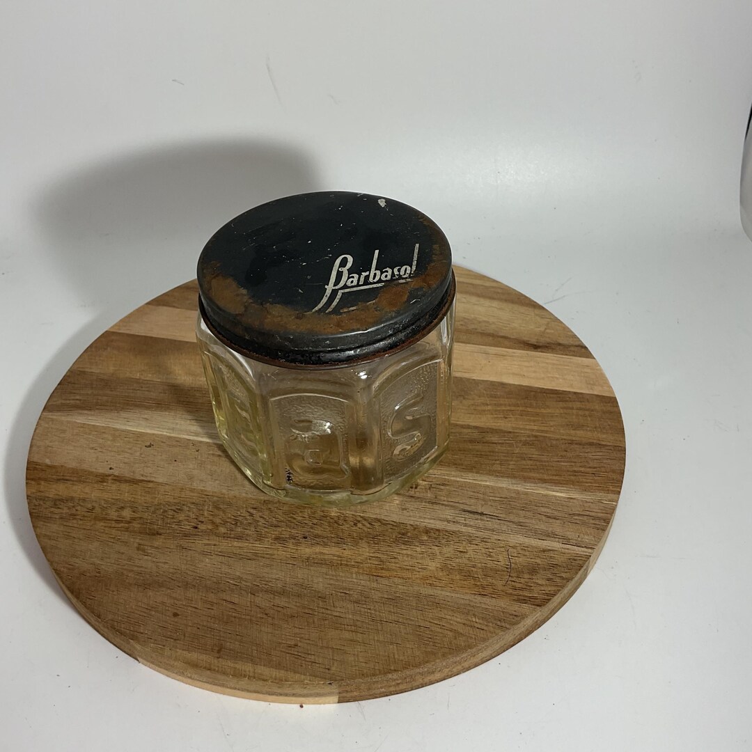 1930s Barbasol Shaving Cream Embossed Jglass Jar With Tin Lid 3” (K) - Etsy