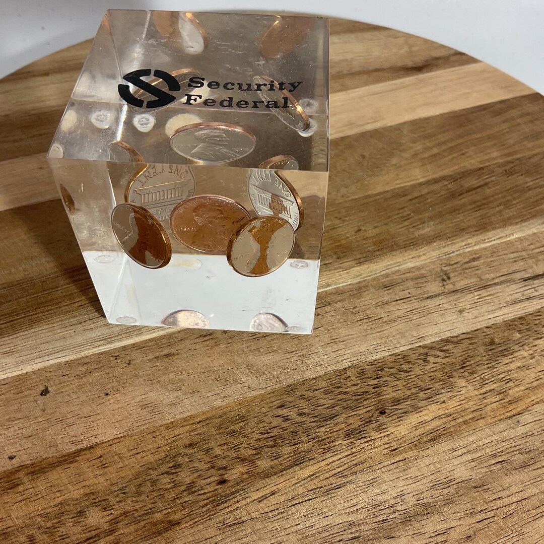 Floating Coin Cube Paperweight Canada - Etsy