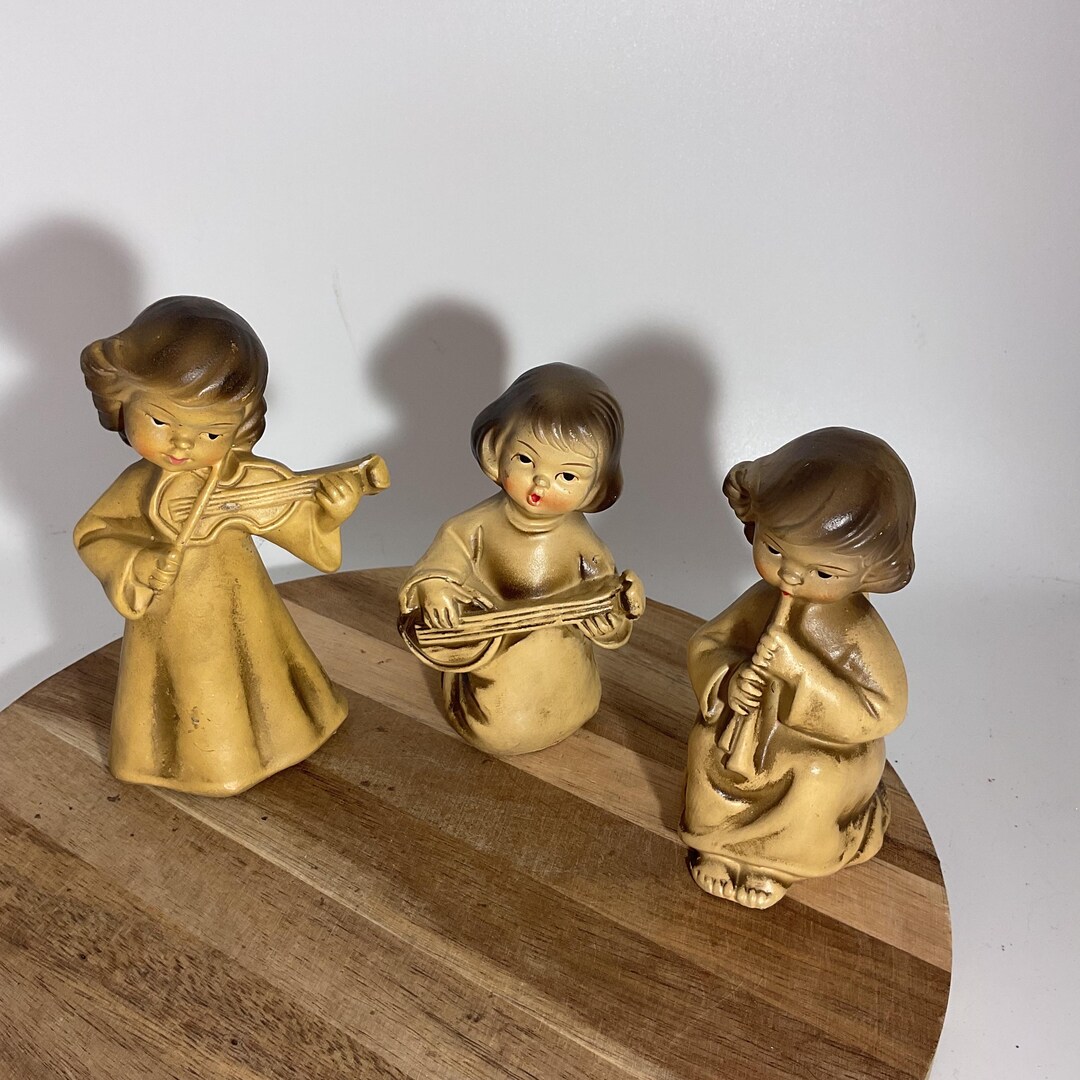 Trio of Ceramic Cherubs With Instruments 3.5”-4” - Etsy