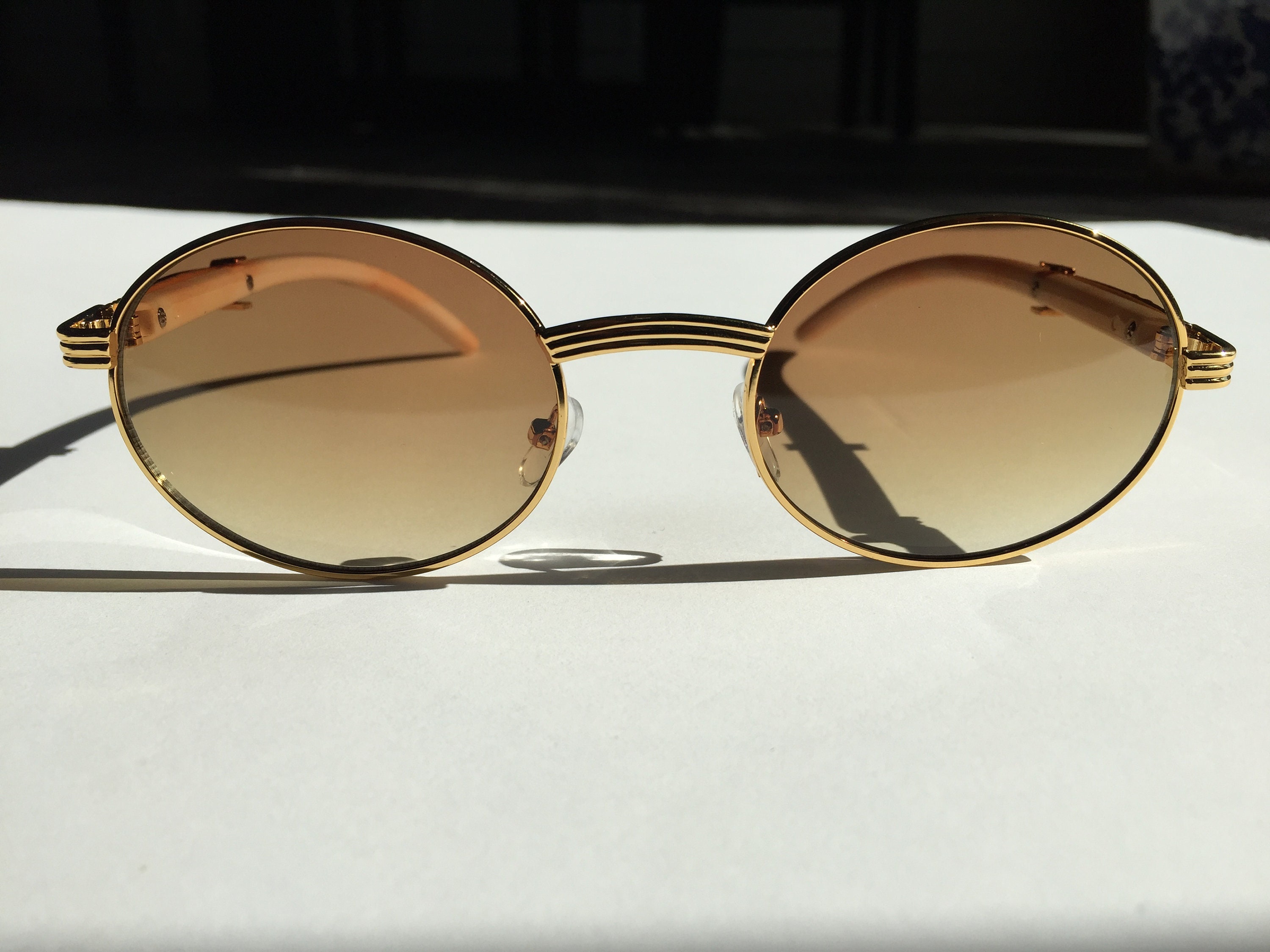 Vintage Shades Retro Buffs Circle Hip Hop Pop Smoke Wood Tint - Etsy