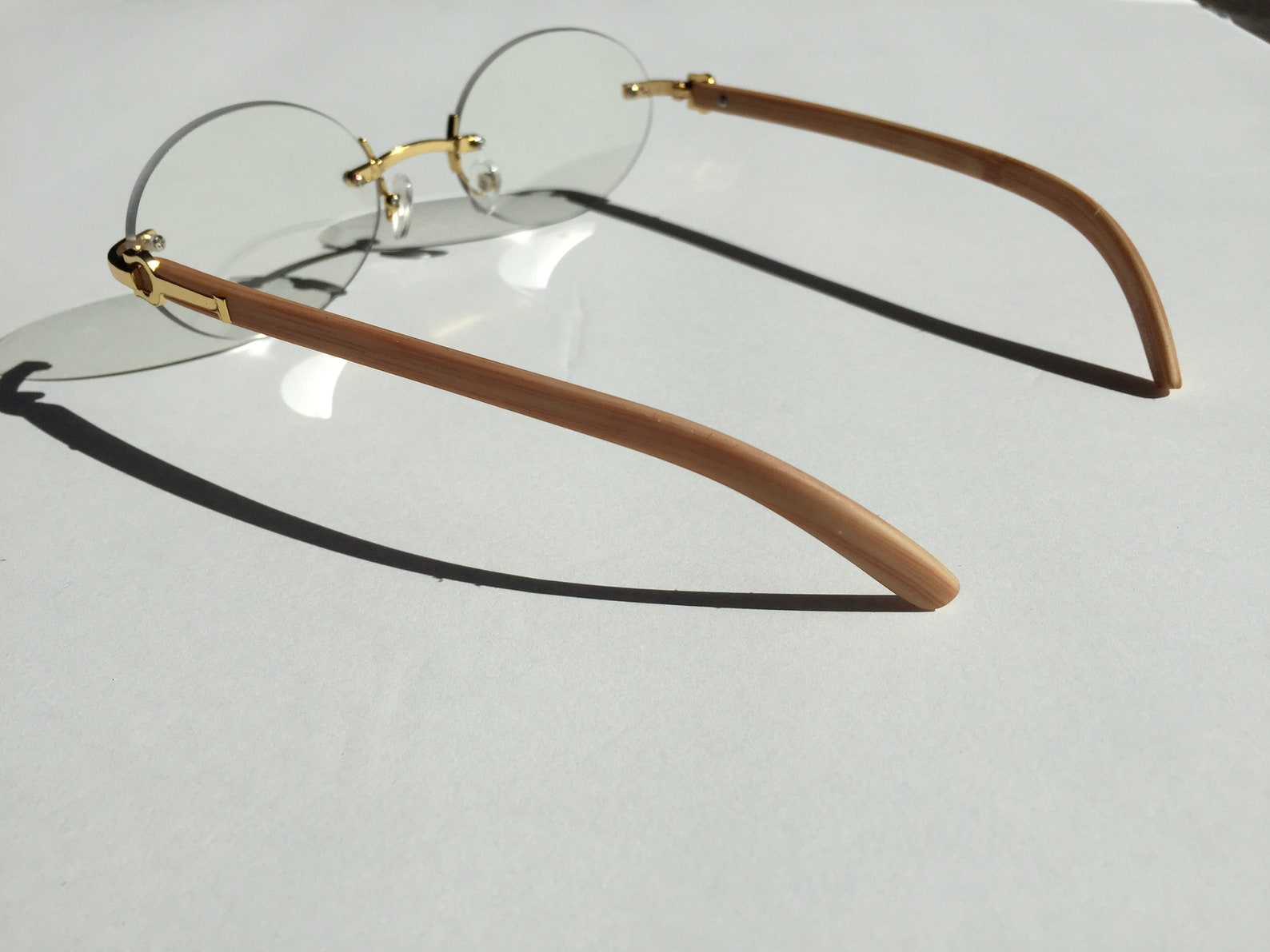 Vintage Rimless Glasses Retro Buffs Oval Hip Hop Pop Smoke Wood Cartier ...