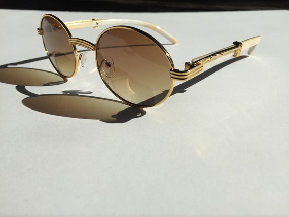 Vintage Shades Retro Buffs Circle Hip Hop Pop Smoke Wood Tint - Etsy