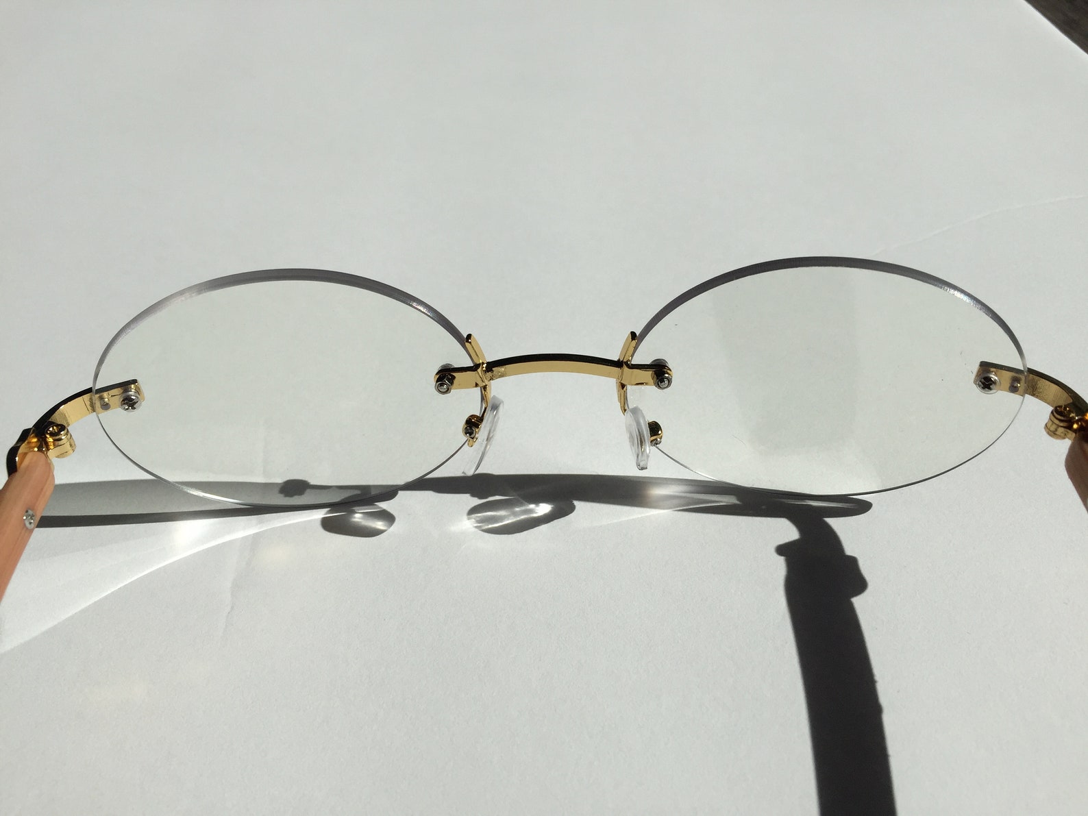 Vintage Rimless Glasses Retro Buffs Oval Hip Hop Pop Smoke Wood Cartier ...
