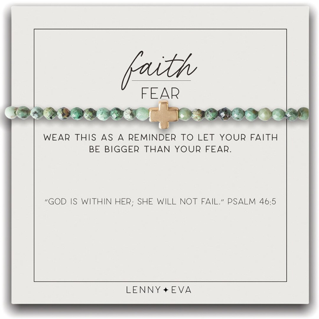 Turquoise Cross Bracelet Gemstone Bracelet Faith Over Fear - Etsy
